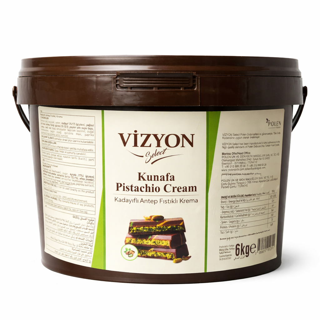 Vizyon Pistachio Cream Dubai Chocolate Kunafa mix Ready to use 6kg